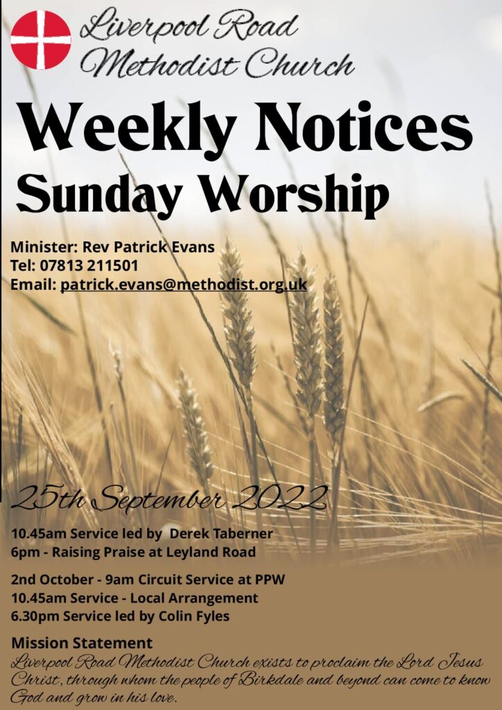 Church Notices - Liverpool Road Methodist Church